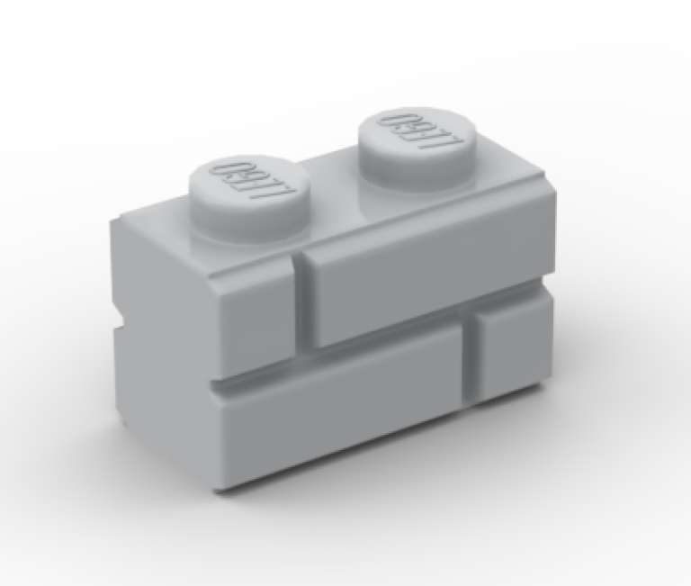 LEGO Part Brick, Modified 1 x 2 with Masonry Profile Light Blue Grey ...