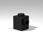 LEGO Black Brick Modified 1x1 with Stud on Side - Brick Land
